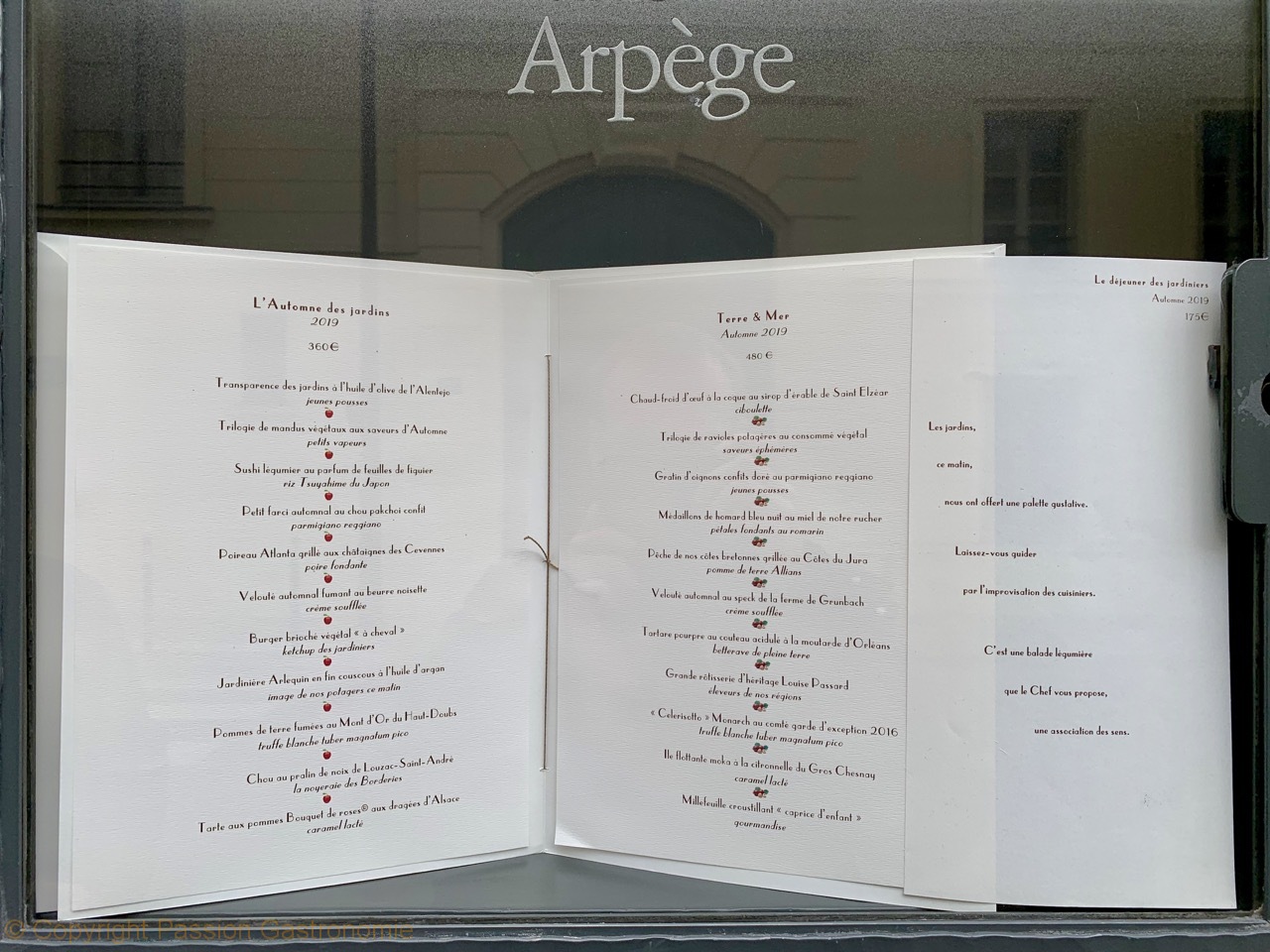 Restaurant L'Arpège du chef Alain Passard à Paris.